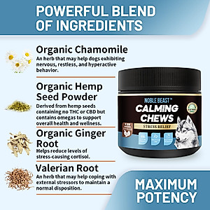 Noble Beast Dog Hemp Calming Chews for Dogs - Melatonin for Dogs - Dog Calming Treats - Motion Sickness for Dogs - All Natural - Soft Chews with Hemp and Melatonin - Chicken Flavor -120 Count