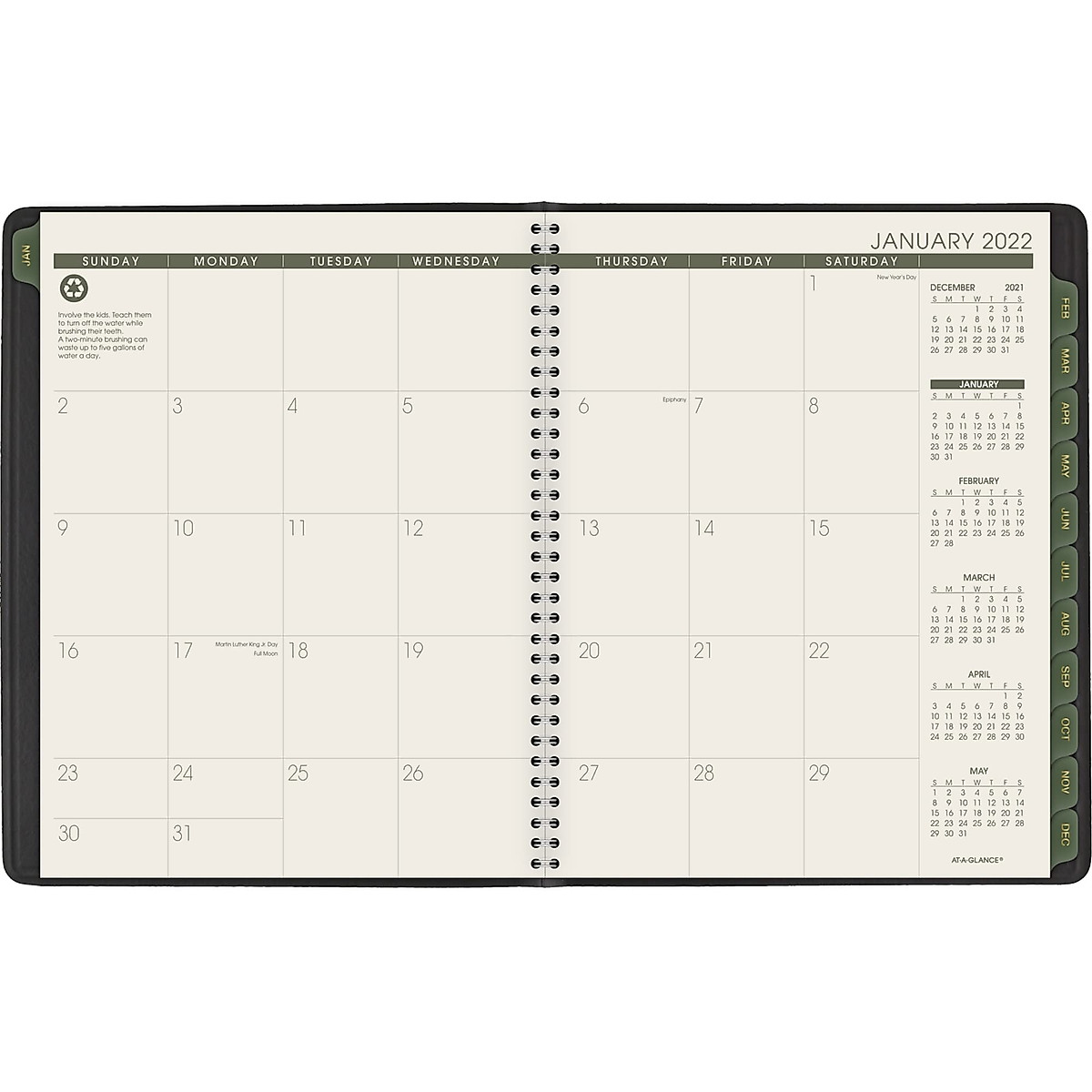 AT-A-GLANCE 2022 Weekly & Monthly Appointment Book & Planner by AT-A-GLANCE, 8-1/4" x 11", Large, Recycled, Black (70950G05)