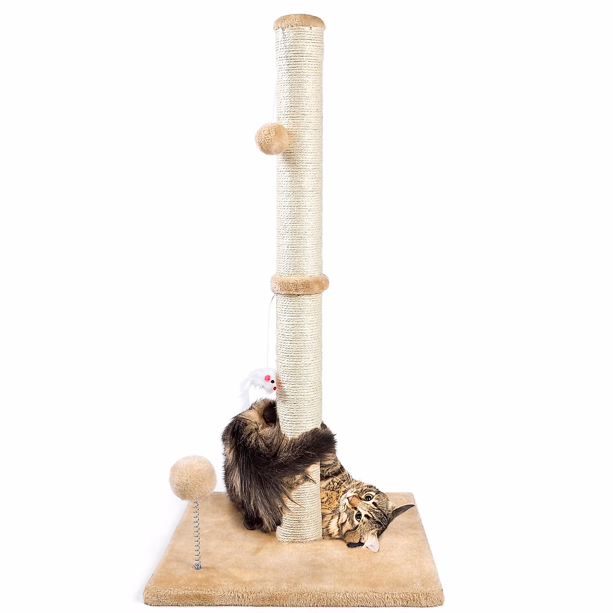 ANWA 32" Tall Cat Scratching Posts for Indoor Cats, 3-in-1 Cat Scratching Post with Plush Toys, Premium Sisal Post for Cats at All Ages with Reinforced Stable Base