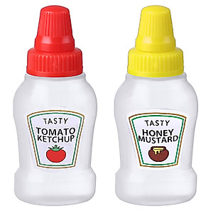 Mini Sauce Bottle,Mini Condiment Squeeze Bottles,Honey/Ketchup/Soy Sauce/Salad Dressing Dispensers Squeezable Jars Containers