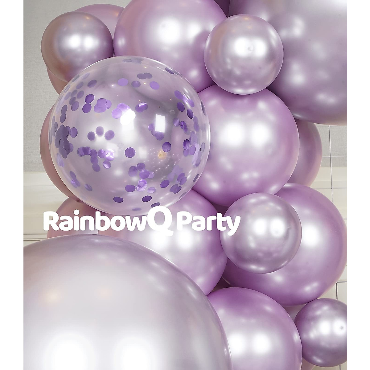 RainbowQ Party 55PCS Metallic Lavender Balloons Different Sizes 18/12/5 Inch Light Purple Shiny Latex Helium Balloons Garland Arch Kit for Anniversary Birthday Party Decorations