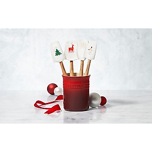 Le Creuset Noël Collection Utensil Crock with Silicone 5pc. Utensil Set, White