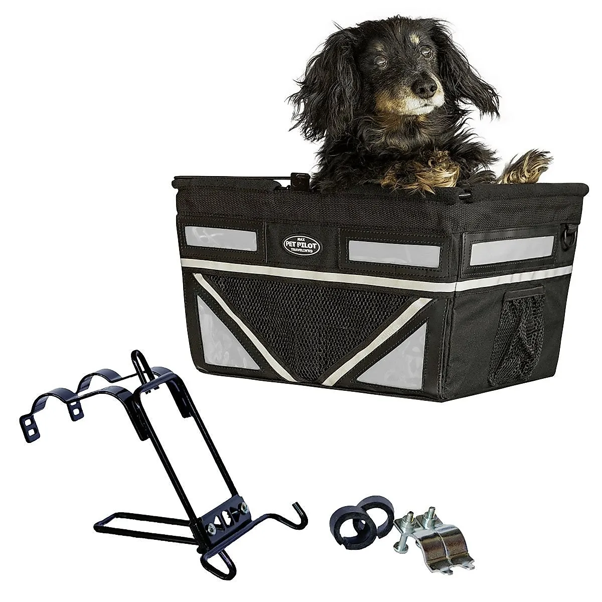 TRAVELIN K9 Pet-Pilot MAX Dog Bicycle Basket Carrier | 8 Color Options for Your Bike (Silver/Grey)