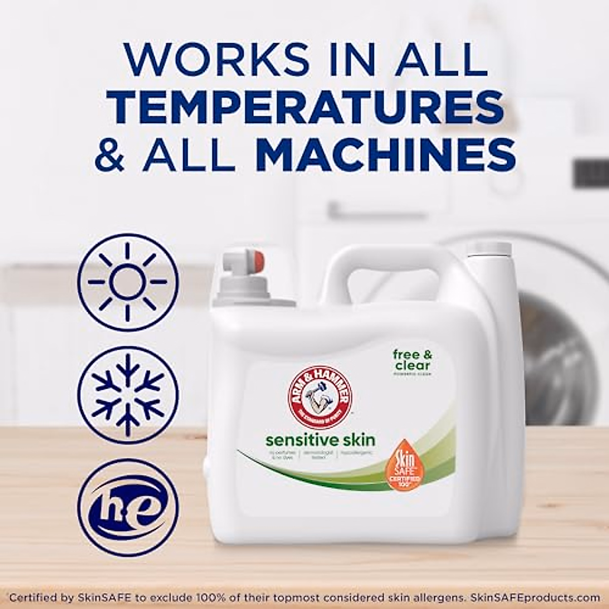 Arm & Hammer Sensitive Skin Free & Clear, 140 Loads Liquid Laundry Detergent, 140 Fl oz