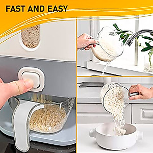 20 Lbs Rice Dispenser, Large Dry Food Container With Lid, Rice Storage Container With Measuring Cylinder, Cereal Dispenser Moisture Proof Household Food Dispenser Bucket, Kitchen Orgainzation Pantry Strore for Dry Food