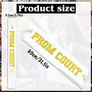 Generic 8 Pcs Prom Court Sashes with Gold Glitter, White Prom Court Sash for School Cosplay Pageants Prom Party Dance Graduation Party Favors, Graduation Party Sash, Shiny Prom Sash (White + Gold)
