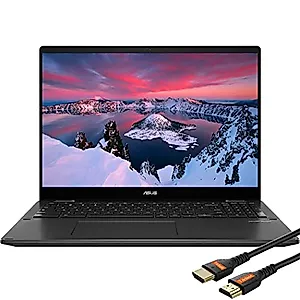 ASUS Chromebook Flip Touchscreen Laptop 2in1, 16" WUXGA IPS Display, 12th Gen Intel Core i3-1215U, 8GB RAM, 128GB SSD, WiFi 6, Thunderbolt 4, USB Type-C, Chrome OS, Webcam, HDMI Cable
