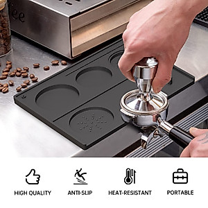 Luriseminger Espresso Tamping Mat Food Grade Silicone Coffee Tamp Mat Coffee Tamper Mat Coffee Pad Tamp Station for Barista Tool Home Kitchen Bar Coffee Shop Espresso Accessory(10.6Inch X 9Inch)
