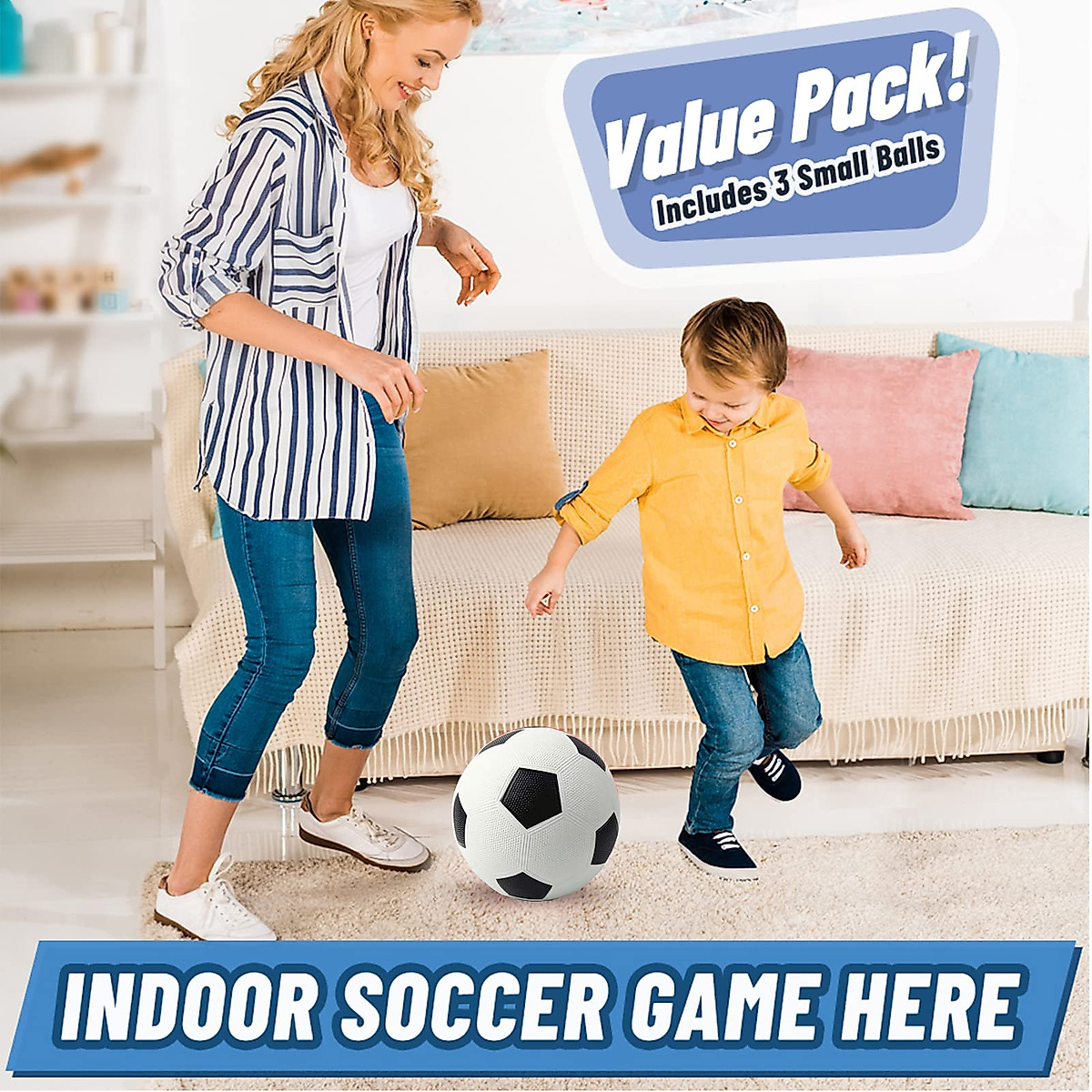 Anzmtosn Mini Soft Toddler Soccer Ball, 3 Pack 6" Little Soccer Balls for Toddlers & Babies, Baby Soccer Balls Pair Bulk Perfectly with Toddler Soccer Goal Toys, Beach Balls, Pool Balls with Air Pump