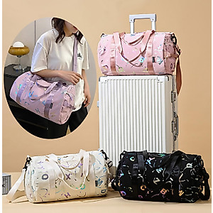 Small Gym Bag for Women, Cute Sports Travel Duffel Bags with Shoe Compartment & Wet Pocket, Carry On Weekender Overnight Bag Gym Tote Bag for Weekend Getway Workout Yoga (Purple)