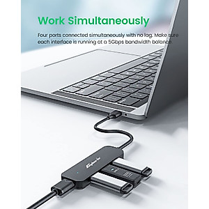 USB 3.0 Hub, 4 Port USB Hub Splitter USB Expander Compatible with MacBook Air, Mac Pro, iMac, Surface Pro, Laptop, PS4, XPS, Xbox, Flash Drive, HDD, Keyborad, Mouse