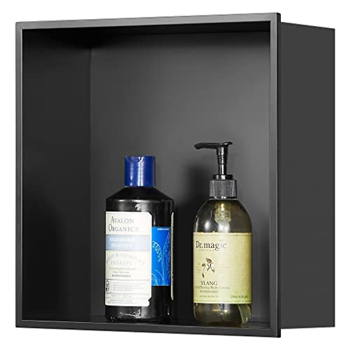 Sunrosa Black Shower Niche Stainless Steel, Ready for Tile, Waterproof 11.8" x 11.8" Bathroom Recessed Niche, Organizer Storage for Shampoo & Toiletry Storage