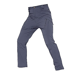 Zipper Men's Tactical Cargo Pants Quick Dry Combat Military Pants Elastic Trousers Gray