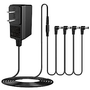 JOYO DC 9V Guitar Pedal Power Supply (800mA -1A) AC Wall Charger Adapter with 4 Way Daisy Chain Pedal Cables (8.8 FT), Compatible for Most Effect Pedals (Tip Negative)