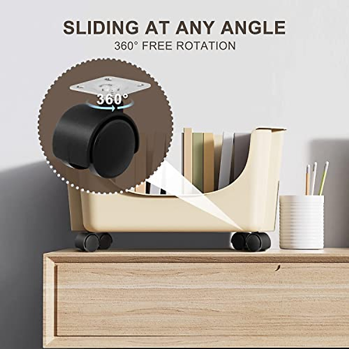 Cofufu 8 PCS 1" Free Punching Pastable Plate Caster, Self Adhesive Swivel Wheels, 360° Rotation Universal Wheel, Adhesive Wheels for Small Appliances, Furniture, Trash Can, Storage Box (Black)