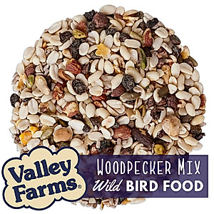 Valley Farms Woodpecker Mix Wild Bird Food, No Mess Bird Seed for Outdoor Feeders, W/Peanuts and Sunflower Hearts for Birds, Woodpecker Food, Attract All Bird Species (4 LBS)