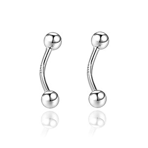 SILBERTALE Daith Rook Earrings 925 Sterling Silver Tiny 18G Tragus Piercing Eyebrow Rings Curved Barbell Tongue Sleeper Cartilage Earring Stud 8mm 5/16''