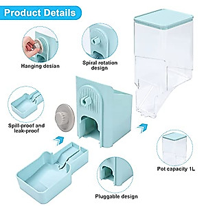 PStarDMoon Bunny Automatic Food Feeder& Water Dispenser & Rabbit Hay Feeder Bag, Gravity Auto Feeder Water Set for Small Dog Cat Small Animals Rabbit Chinchilla Guinea Pig Hedgehog Ferret (Blue)