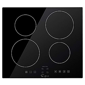 Empava 24” Electric Stove Induction Cooktop with 4 Power Boost Burners Smooth Surface Vitro Ceramic Glass in Black, 24 Inch