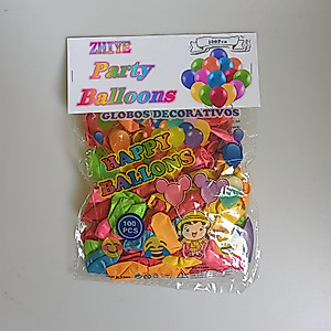 ZHIYE Party Balloons Assorted 8 Inch 100 pieces Bright Metallic Balloons Suitable for Birthday Parties, Weddings, Anniversaries, Celebrations