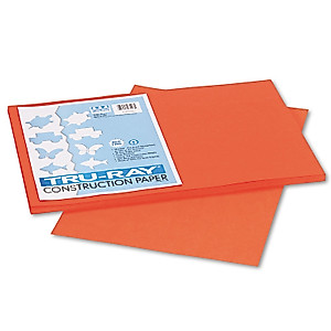 Pacon 103426 Tru-Ray Construction Paper, 76 lbs, 12 x 18, Pumpkin, 50 Sheets/Pack