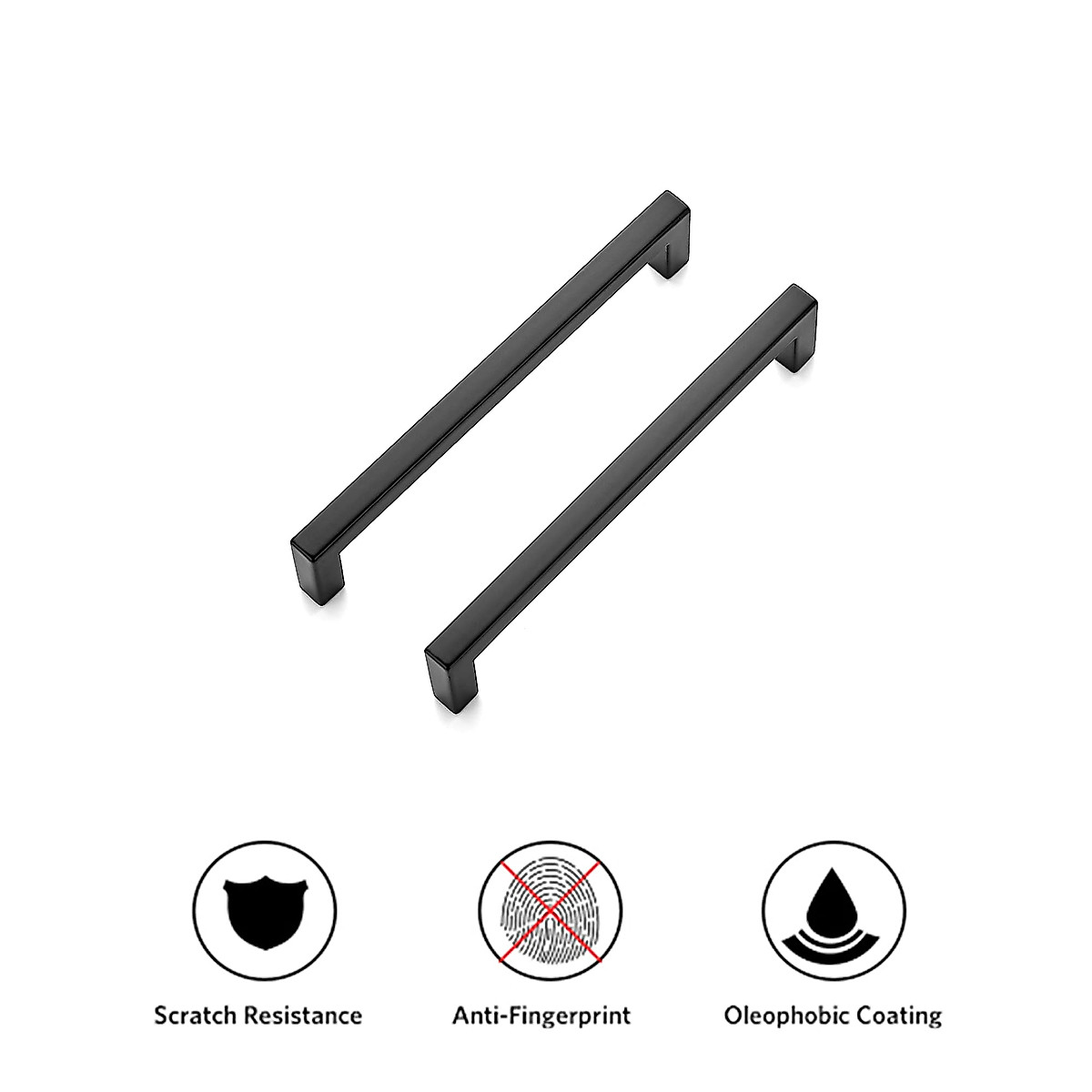 Ravinte 10 Pack Solid Kitchen Cabinet Handles Matte Black Cabinet Pulls Slim Drawer Pulls with 5 Inch Hole Center Square Bar Kitchen Cabinet Hardware