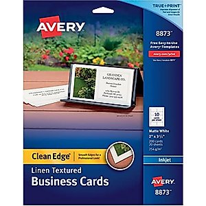 Avery Linen-Textured Business Cards, 2" x 3.5", Matte White, 200/Pack (08873)