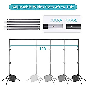 Heavy Duty Backdrop Stand, 6.5 x 10ft Adjustable Photo Backdrop Stand for Parties, Back Drop Banner Stand Support System Kit for Photoshoot, Portrait, Studio Photography, Baby Shower…