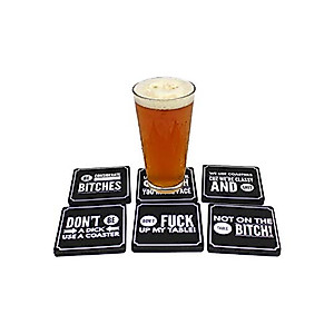 Summit One Funny Coasters for Drinks, Set of 10 (4 x 4 Inch, 5mm Thick) - Bar Accessories for The Home bar Set, Absorbent Felt Drink Coasters The Ideal Man cave Accessories