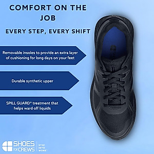 Shoes for Crews Vitality II, Women's Slip Resistant Food Service Work Sneakers, Black, 10 Wide US