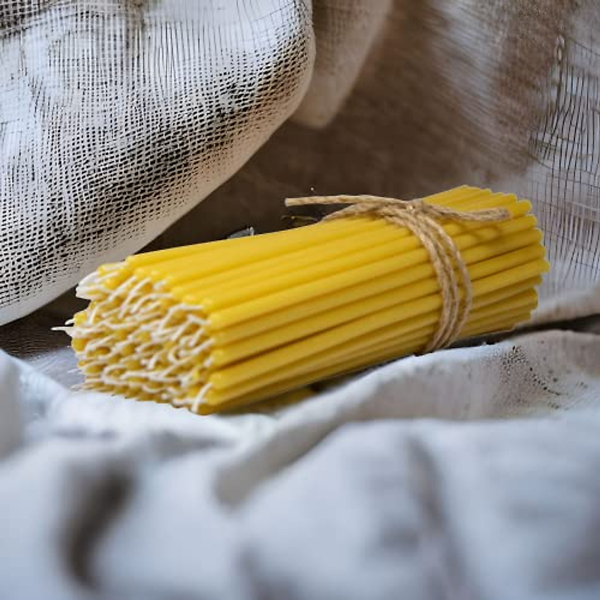 Pure Beeswax Church Candles, Orthodox Church Tapers 7.5 Inches (19 cm), Handmade, 50 candles