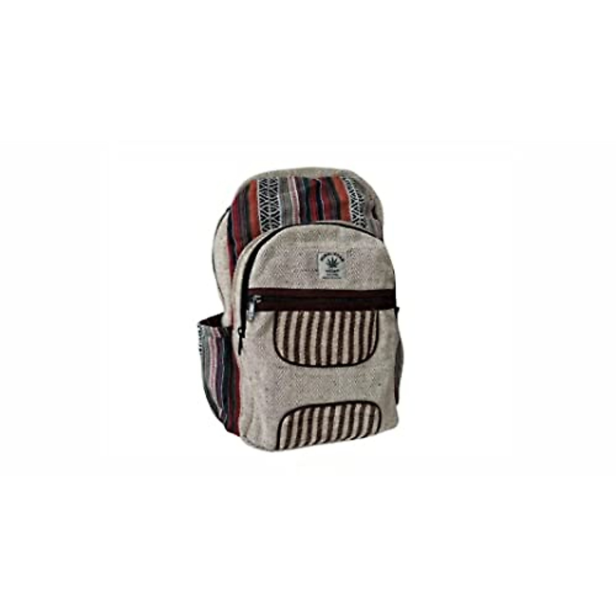 Zillion Craft Large Natural Hemp Back Pack for Men Women. Multi Color Hemp Fiber Multi Pocket Hand Made Bag. Unisex Design