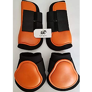 Horse Tendon & Fetlock Boots Jumping Leg Protection Boots Light Weight Support Open Front Brushing Medicine (Maroon (Set of 4))