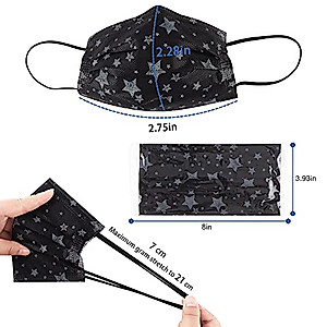 SOOQOO 50 Pack Disposable Printed Face Mask, 3 Ply Mask with Elastic Ear Loop,Individually Packaged