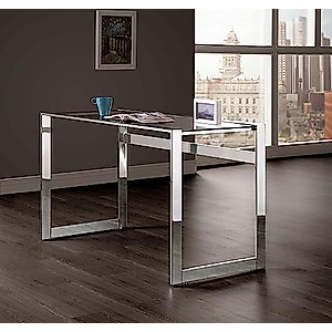 Coaster Home Furnishings Hartford Glass Top Writing Desk Chrome