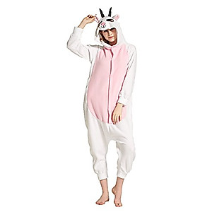 MizHome Halloween Costume Goat Hooded Pajamas Kigurumi Cosplay Goat L
