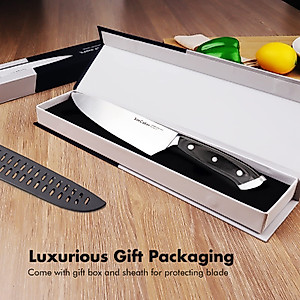 SimCoker Chef Knife,8 Inch Knife,Sharp Kitchen Knife,German High Carbon Stainless Steel EN1.4116, Ergonomic Pakkawood Handle and Gift Box