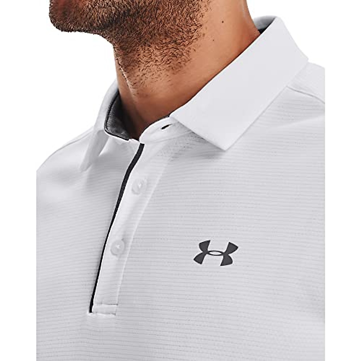 Under Armour mens Tech Golf Polo , White (100)/Graphite , Medium