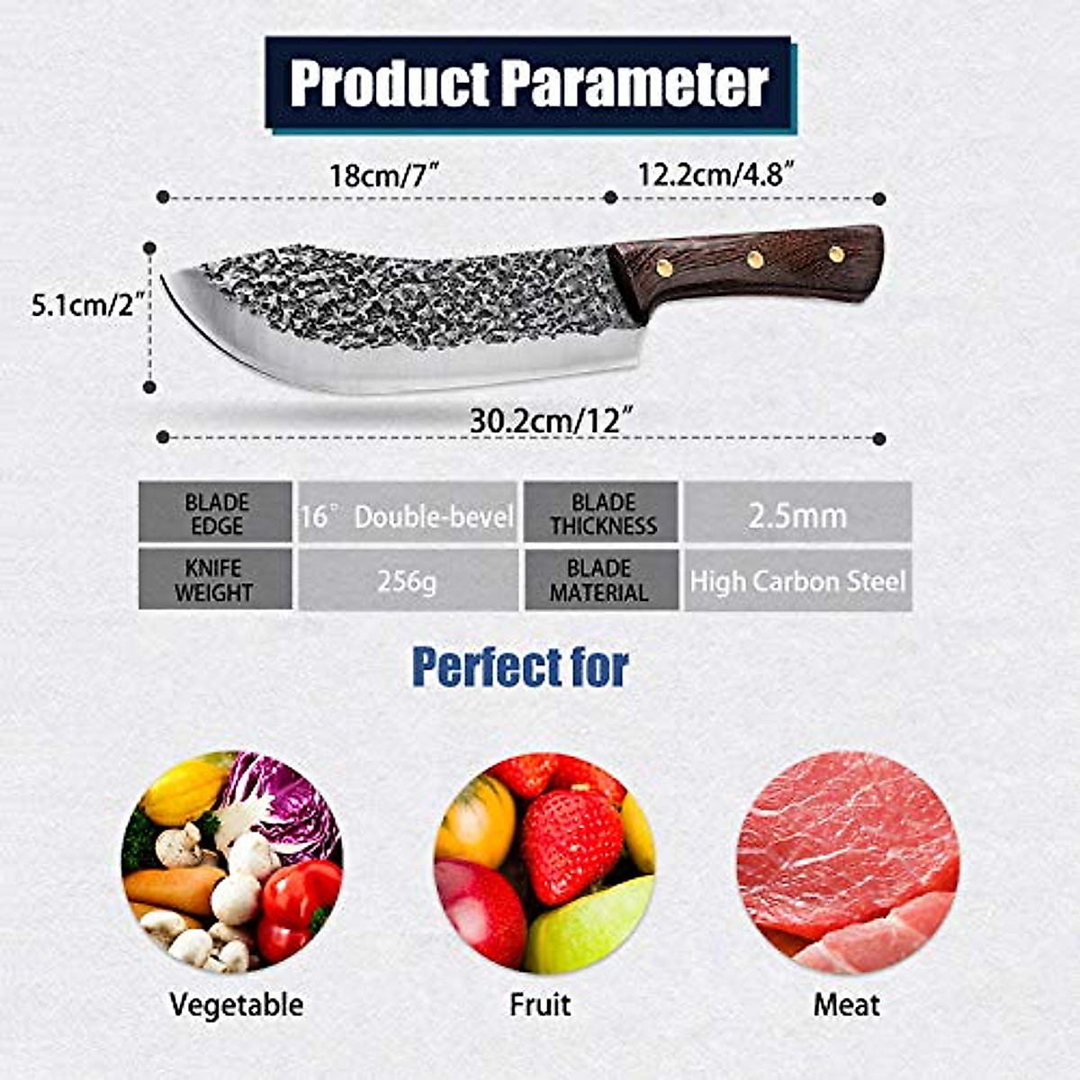 univinlions Butcher Knife for Meat Cutting Hand Forged 7" Sharp Full Tang Kitchen Meat Cleaver Cooking Knives for Home Outdoor Camping BBQ Father's Mother's Day Christmas Thanksgiving Gift Idea Men