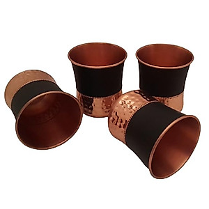 Ornate Internationlal 16 Oz Black Matte Moscow Mule Copper Cups and Barrel Mugs, Moscow Mule Mug with Rose Gold Copper Rims, Set of 4 (black)