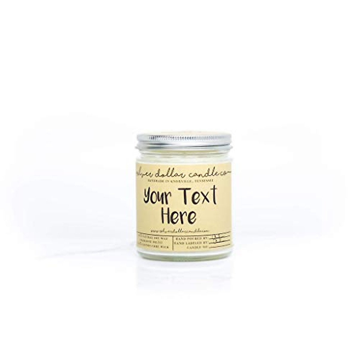 Personalized 8oz/16oz Handmade 100% Soy Wax Scented Candle by Silver Dollar Candle Co.