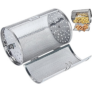 Rotisserie Basket,Air Fryer Oven Cages, 360 Degree Rotatable Heating Stainless Steel Oven Racks Oven Basket, Roaster Drum Oven for Rotisserie, Baking Nuts, Coffee Beans, Flower, Tea, BBQ Roaster Tool