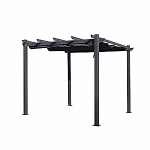 Kozyard Morgan Outdoor Extra-Large Gray Aluminum Frame Pergola with Sunshade Canopy (10' x 10', Gray)