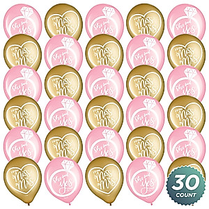 Bridal Party Supplies - Miss To Mrs. Latex Balloon Wedding and Bridal Shower Decorations in Pink and Gold, 30 Count