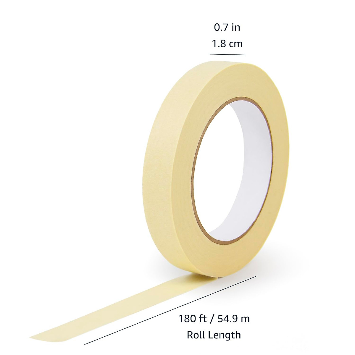 Amazon Basics Masking Tape, 0.7 Inch x 180 Feet - Pack of 3 Rolls