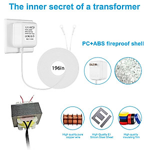 solsinsy 24V500mA Doorbell Power Adapter, 24V Transformer for Ring Doorbell,Video Doorbell,Nest, Ecobee, Sensi and Honeywell Thermostats, 24 Volt 500mA C-Wired AC Plug in Cord 16.5FT