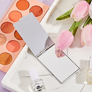 Blulu 2 Pieces Mini Portable Folding Mirrors for Purse, Ultra Slim Pocket Makeup Travel Aluminum Shell Compact Cosmetic Mirrors for Makeup Palette(3.35 x 2 Inches)