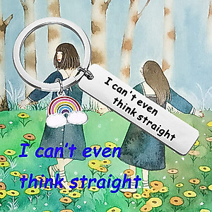 Zuo Bao Gay Pride Gift LGBT Jewelry Funny Gay Keychain I Can't Even Think Straight Keychain with Rainbow Charm Lesbian Gift (I Can't Even Think Straight Keychain)
