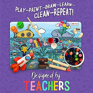 merka 4 Pack Kids Placemats for Dining Table, Placemat Plastic for Kid, Reusable Wipeable, Set of 4 Ocean Space Jungle Unicorns for Ages 2 and Up