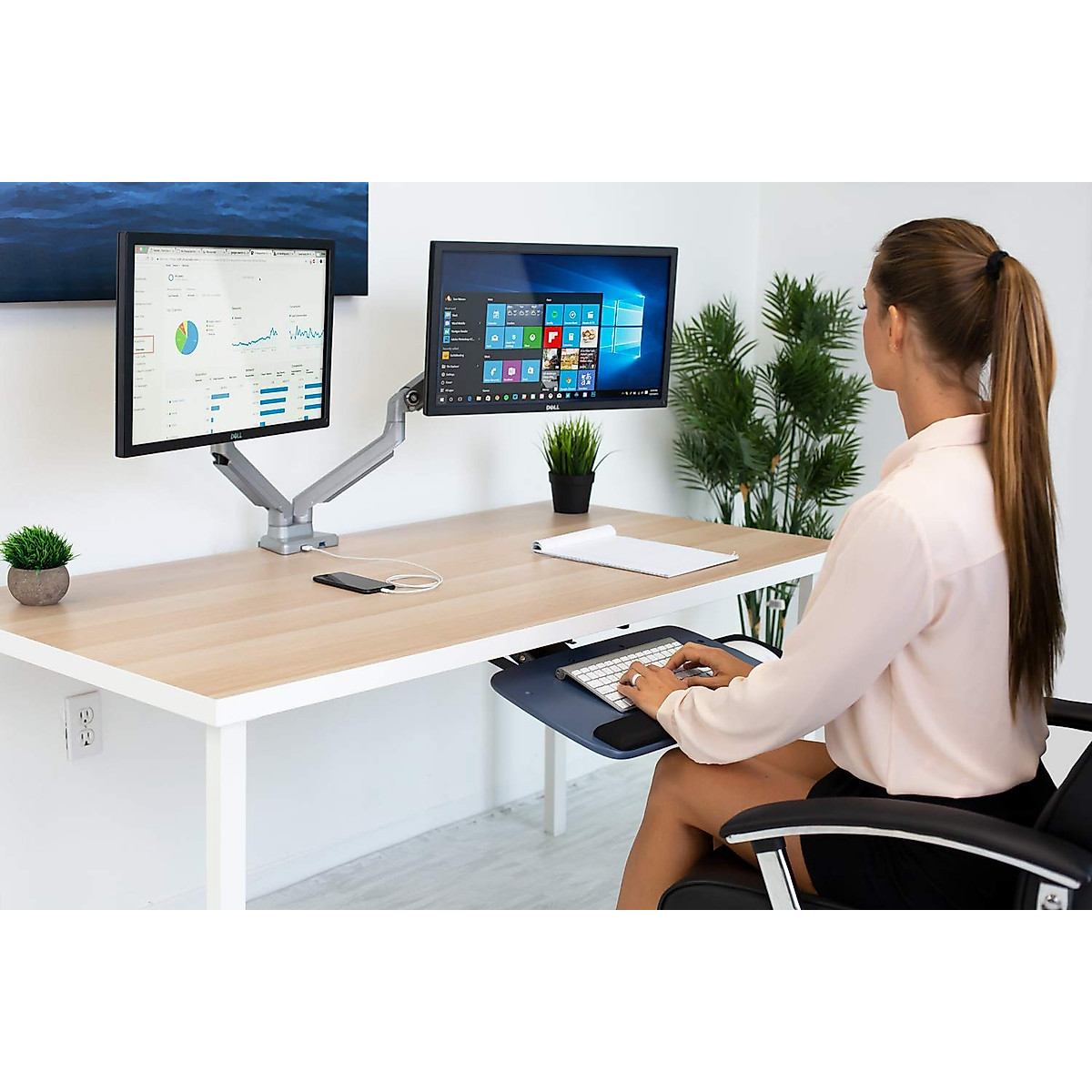 Mount-It! Under Desk Keyboard Tray, Adjustable Keyboard and Mouse Drawer Platform with Ergonomic Wrist Rest Pad, 17.25" Track (MI-7137)